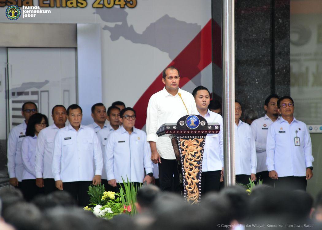 Jajaran Kanwil Kemenkum Jawa Barat Ikuti Apel Pagi Bersama ASN di lingkungan Kementerian ...